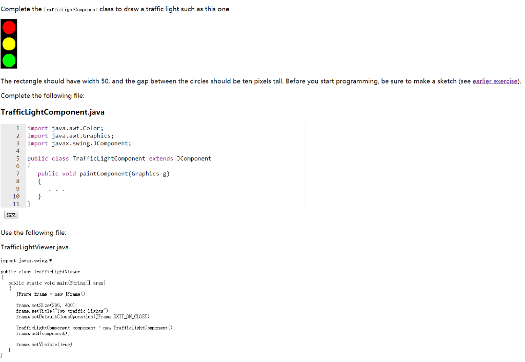 Solved Complete the TrafficLightComponent class to draw a | Chegg.com