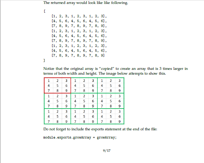 Solved (1) Write a function named growArray that takes 2 | Chegg.com