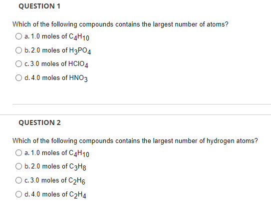Solved Which of the following compounds contains the largest | Chegg.com