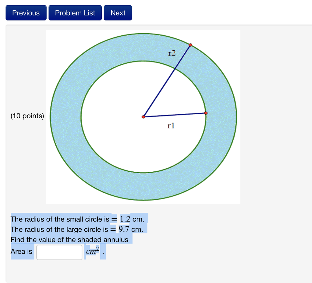 Solved The radius of the small circle is =1.2 cm. The radius | Chegg.com