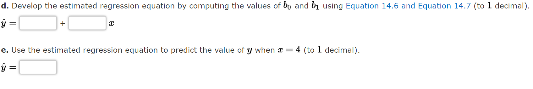 Solved d. Develop the estimated regression equation by | Chegg.com