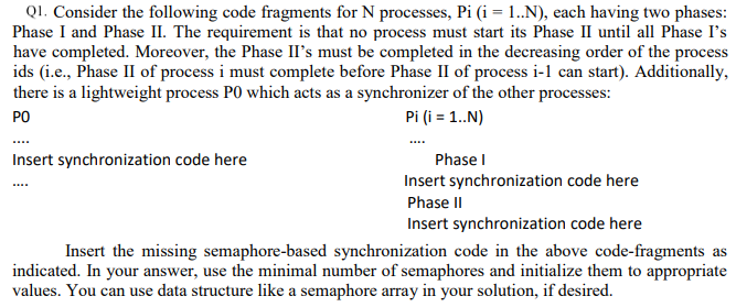 Solved Q1. Consider the following code fragments for N | Chegg.com