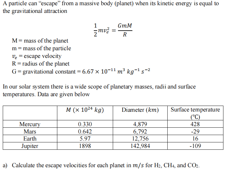 Solved A particle can "escape" from a massive body (planet) | Chegg.com