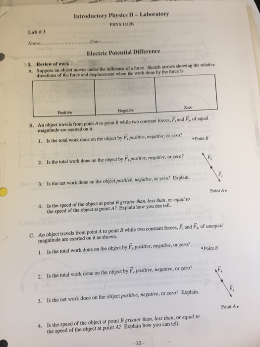 Solved Introductory Physies 11-Laboratory PIHyS 1112K Lab #3 | Chegg.com
