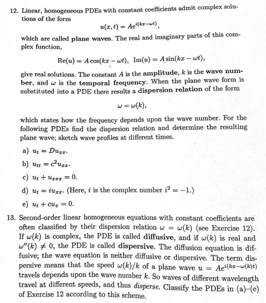 Solved 12. Linear, homogeneous PDEs with constant | Chegg.com
