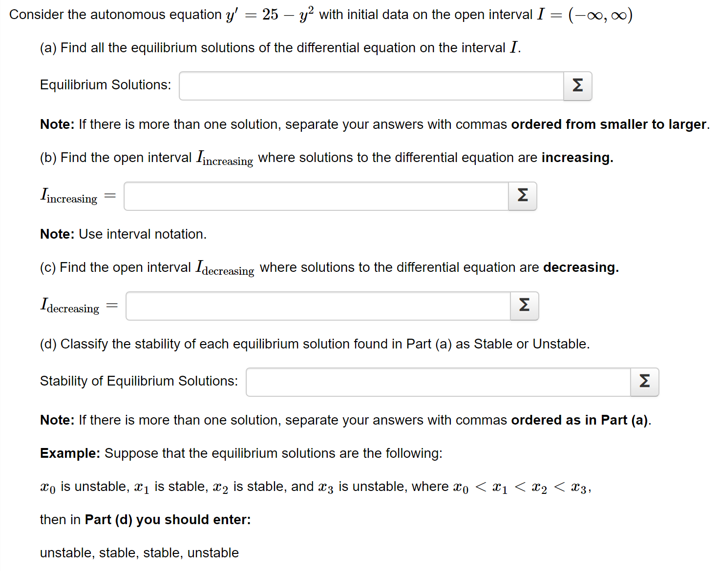 Solved Consider the autonomous equation y'=25-y2 ﻿with | Chegg.com