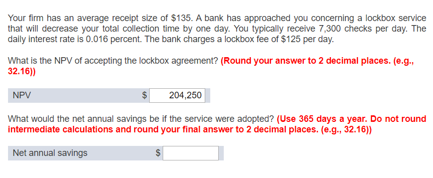 Solved Your firm has an average receipt size of $135. A bank | Chegg.com