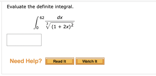 Solved Evaluate the definite integral. ∫0623(1+2x)2dx | Chegg.com