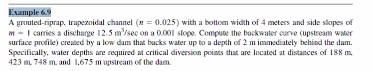 Solved Example 6.9 A grouted-riprap, trapezoidal channel (n | Chegg.com