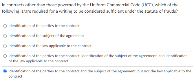 Solved In contracts other than those governed by the Uniform | Chegg.com