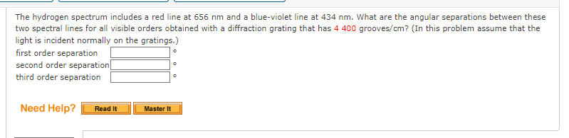 Solved The hydrogen spectrum includes a red line at 656 nm | Chegg.com