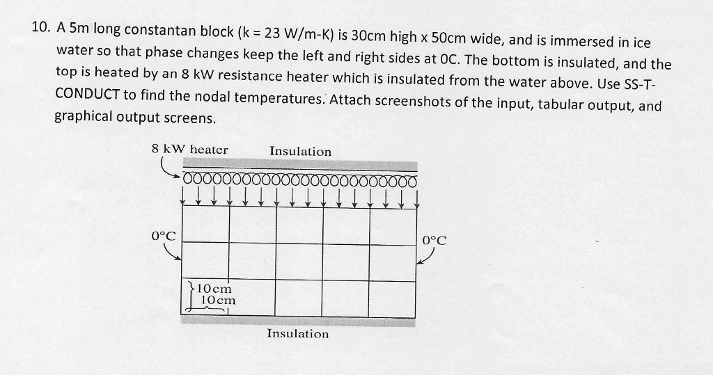 Solved 10. A 5m long constantan block (k 23 W/m-K) is 30cm | Chegg.com