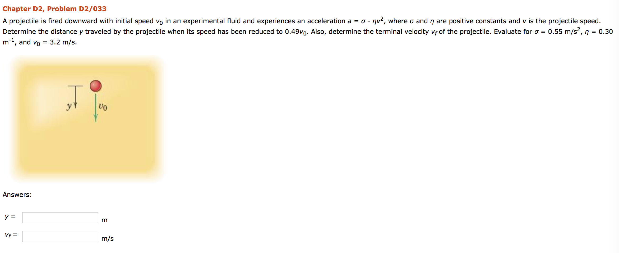 Solved A projectile is fired downward with initial speed v0 | Chegg.com