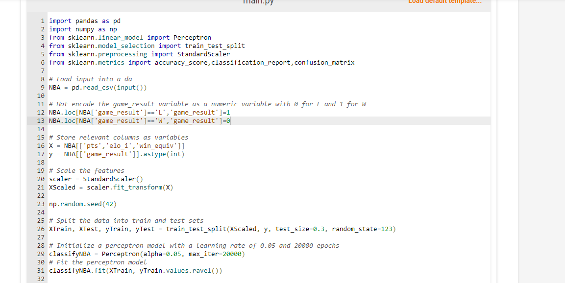 Solved 12.5 Single-layer perceptron The nbaallelo_log file | Chegg.com