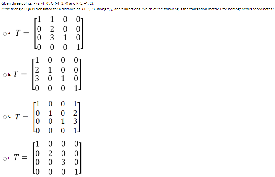 Solved Which of the following is the three dimensional | Chegg.com