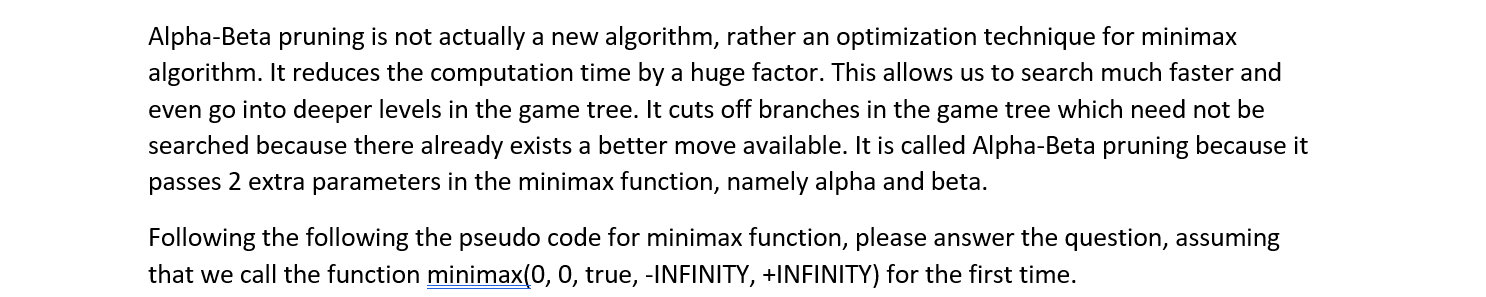 Solved Alpha-Beta pruning is not actually a new algorithm, | Chegg.com