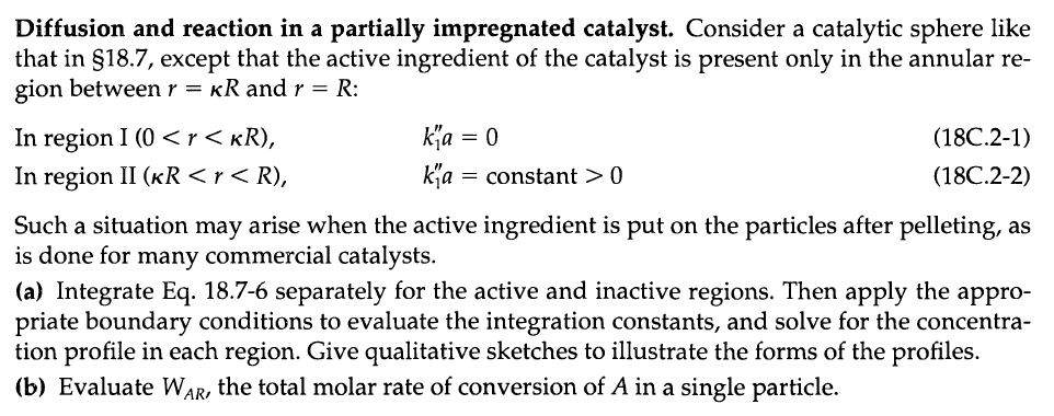 Diffusion and reaction in a partially impregnated | Chegg.com