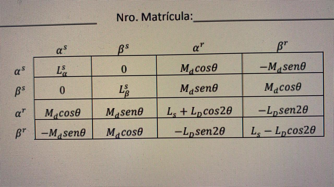 The Kron Machine Inductance Matrix is represented in | Chegg.com