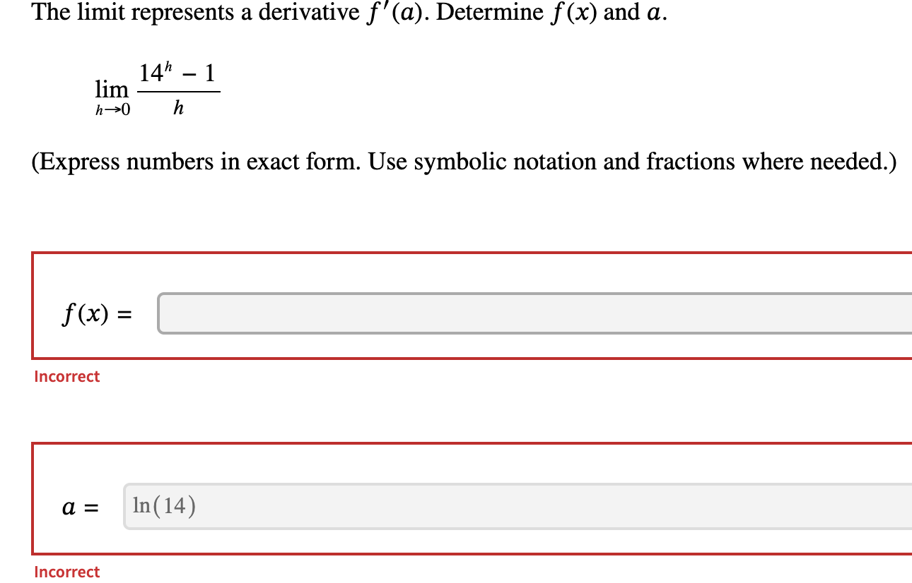 Solved The limit represents a derivative f'(a). ﻿Determine | Chegg.com