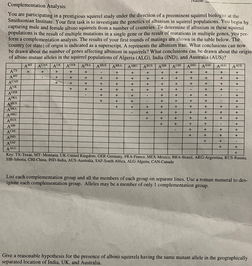 Name Complementation Analysis: You are participating | Chegg.com