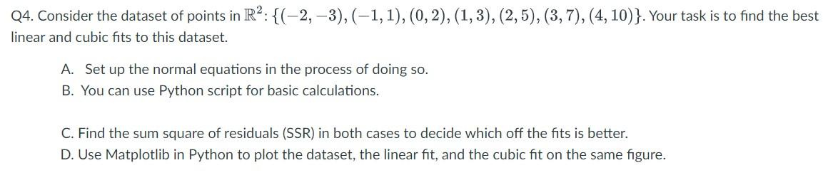Solved Q4. Consider the dataset of points in | Chegg.com