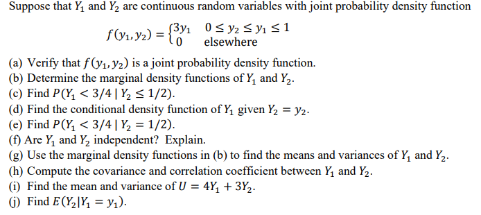 Solved f(1.92) = {y Suppose that Y1 and Y2 are continuous | Chegg.com