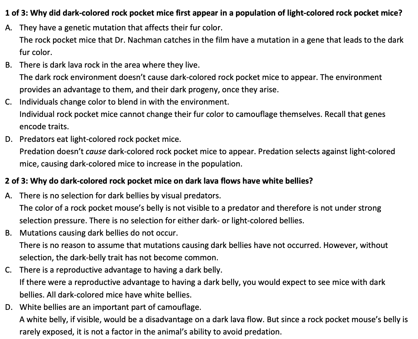 Solved 1 of 3: Why did dark-colored rock pocket mice first | Chegg.com