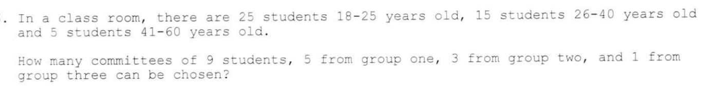 Solved • In a class room, there are 25 students 18-25 years | Chegg.com