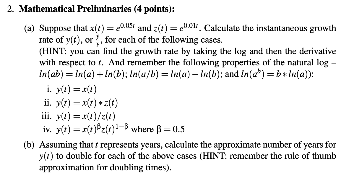 Solved 2. Mathematical Preliminaries (4 points): (a) Suppose | Chegg.com