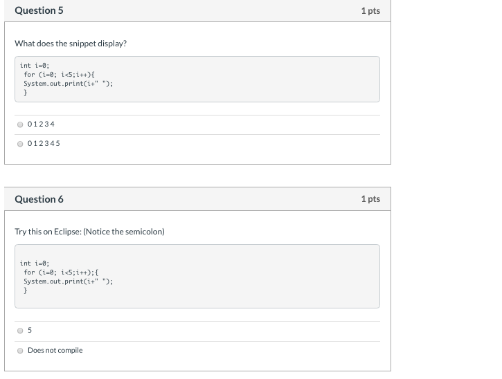 Solved Question 2 1 pts What does the following snippet | Chegg.com