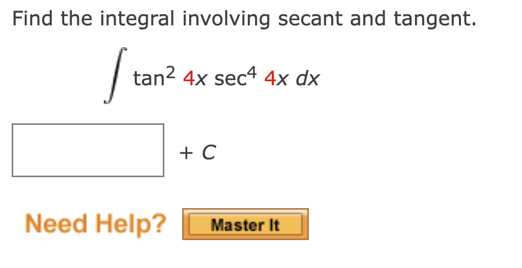 Solved Find the integral involving secant and tangent. | Chegg.com
