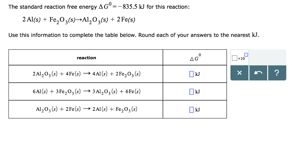 Solved The standard reaction free energy AG835.5 kJ for this | Chegg.com