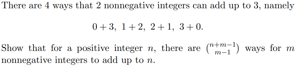 Solved There are 4 ways that 2 nonnegative integers can add | Chegg.com