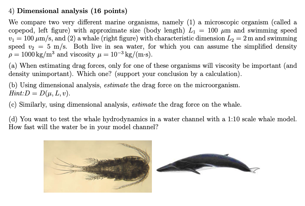 Solved a 4) Dimensional analysis (16 points) We compare two | Chegg.com