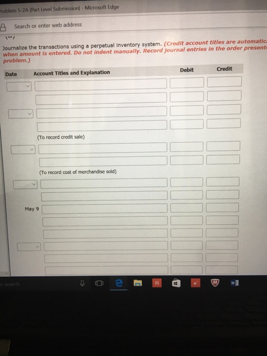 Solved Problem 5-2A (Part Level Submission)- Microsoft Edge | Chegg.com