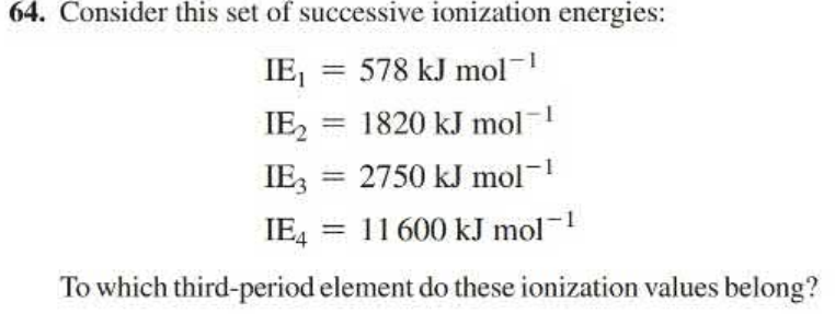 Solved 4. Consider this set of successive ionization | Chegg.com