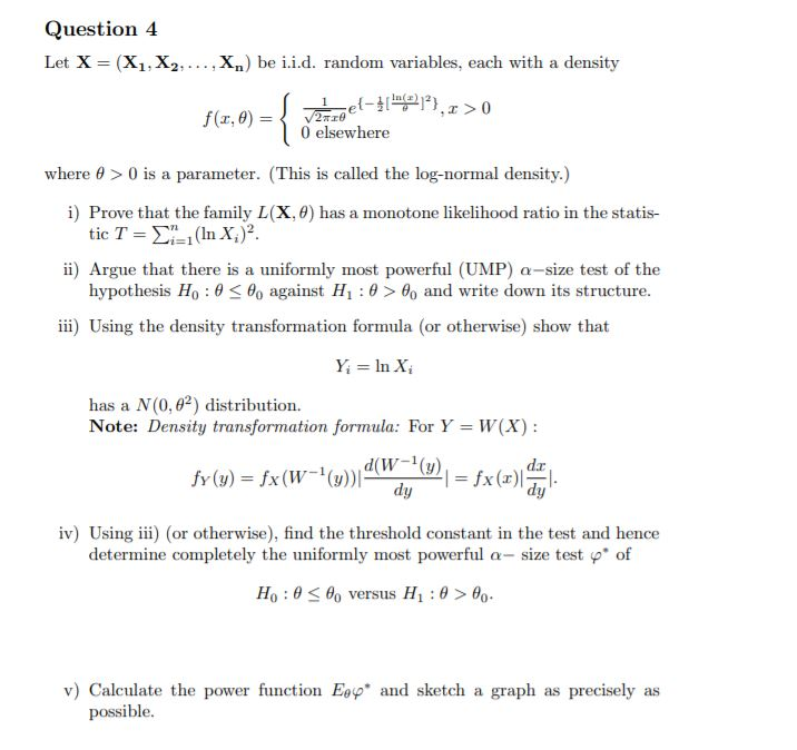 Question 4 Let X = (X1, X2,...,xn) be i.i.d. random | Chegg.com