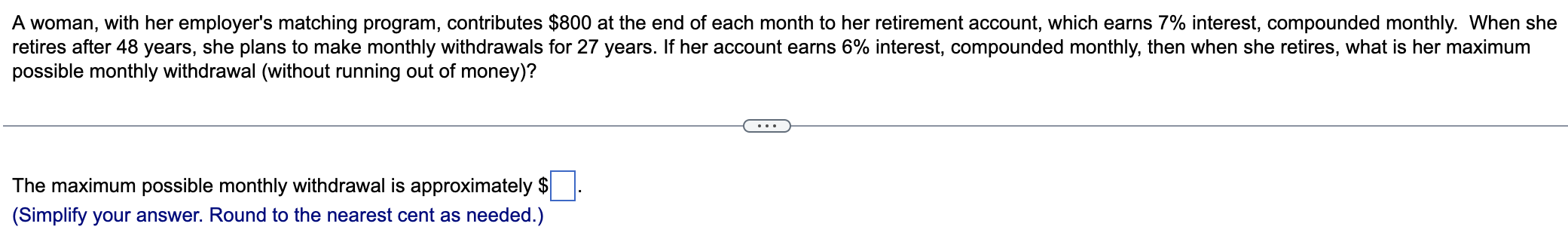Solved A woman, with her employer's matching program, | Chegg.com