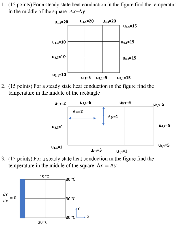 Solved 1. (15 points) For a steady state heat conduction in | Chegg.com