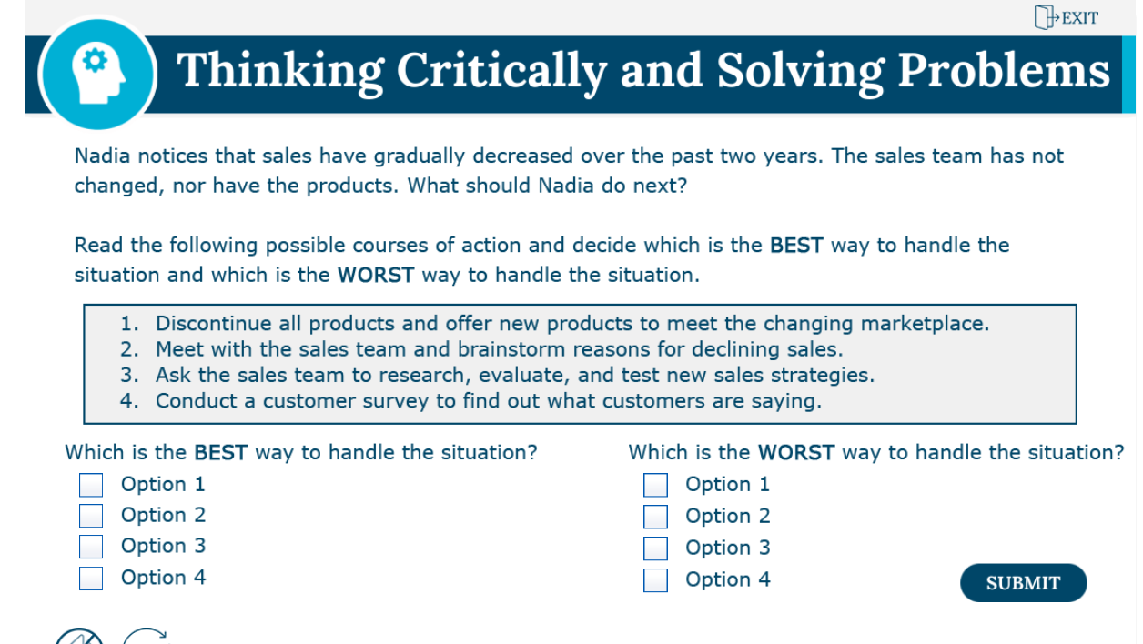 Solved (>EXIT IC Thinking Critically and Solving Problems | Chegg.com