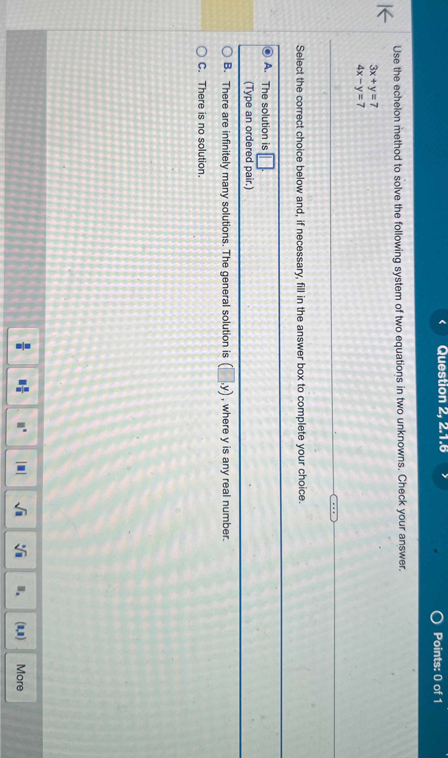 Solved Use the echelon method to solve the following system | Chegg.com