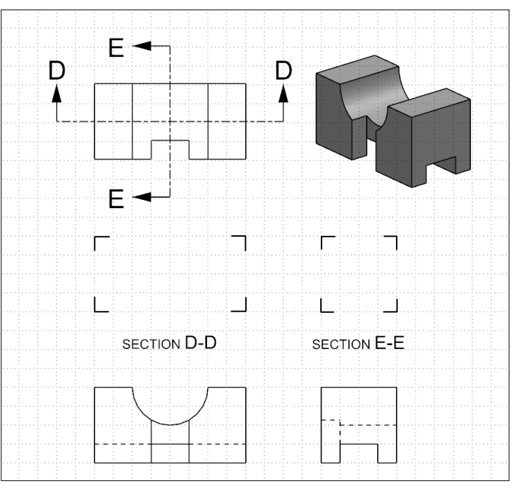 Solved E E 1 ר ୮ 7 L SECTION D-D SECTION E-E | Chegg.com