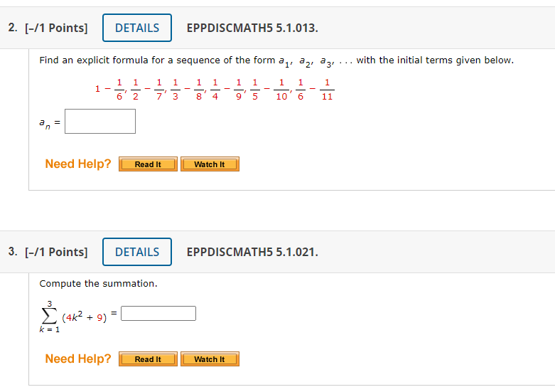 Solved /1 Points] EPPDISCMATH5 5.1.013. Find an explicit | Chegg.com