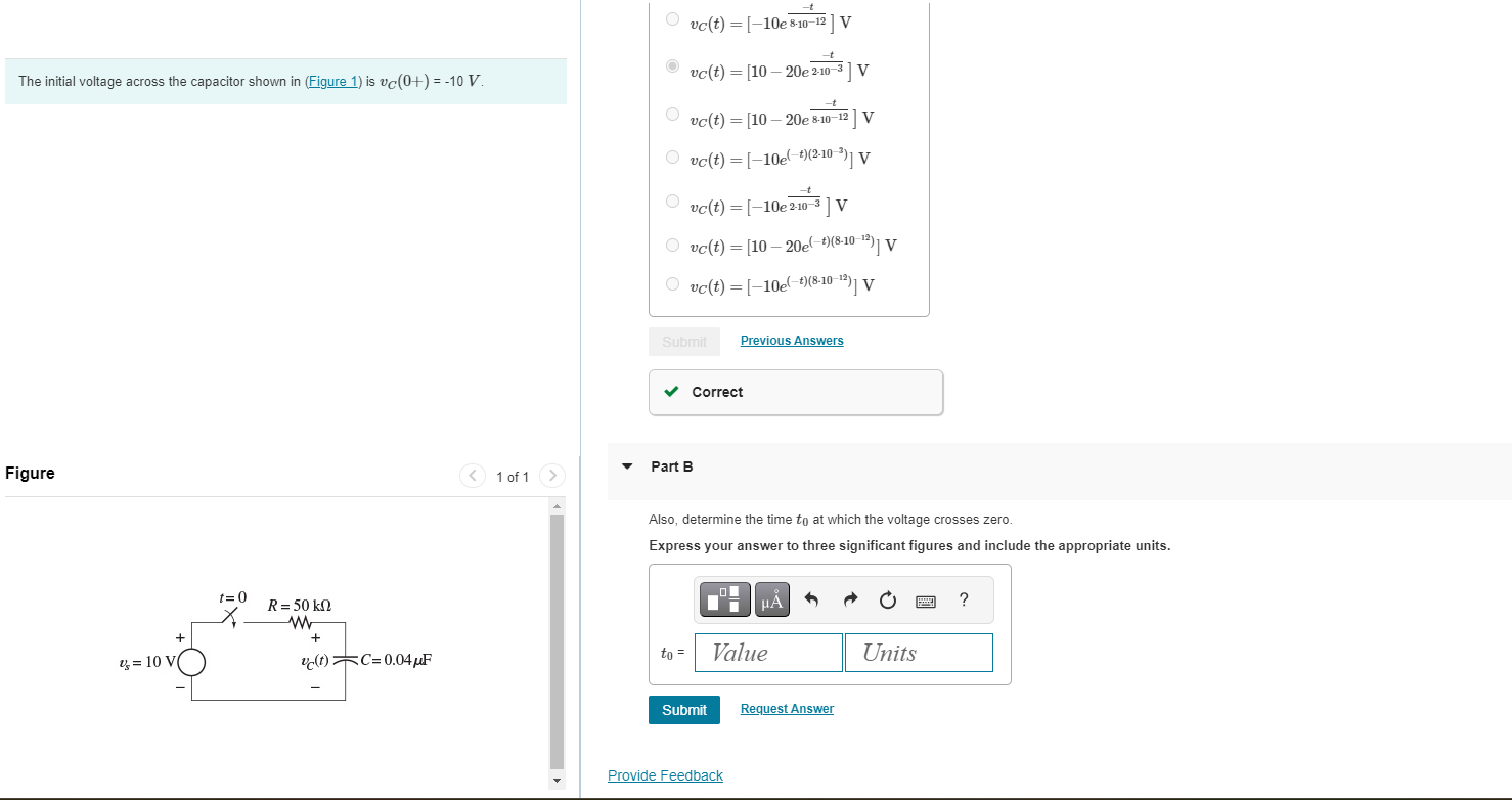 Solved The initial voltage across the capacitor shown in | Chegg.com