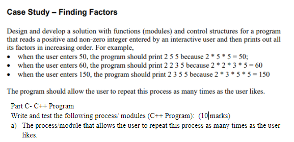 Solved Case Study - Finding Factors Design and develop a | Chegg.com