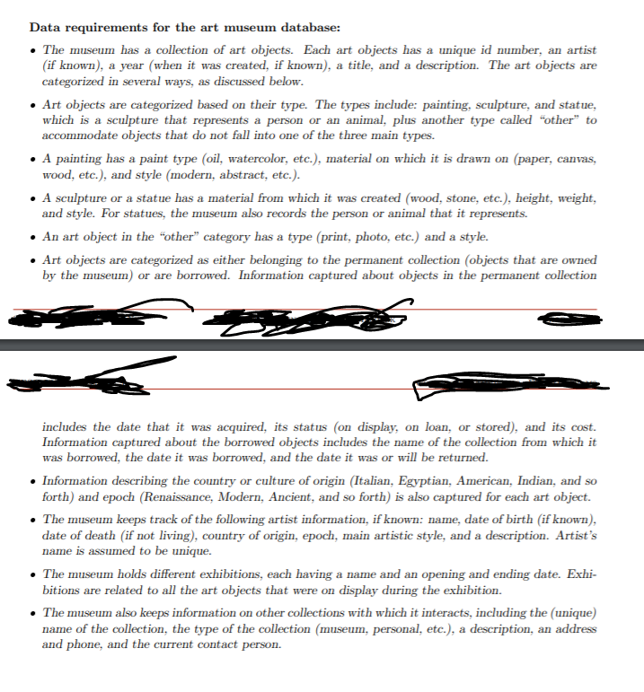 Design and draw an EER diagram for an art museum | Chegg.com