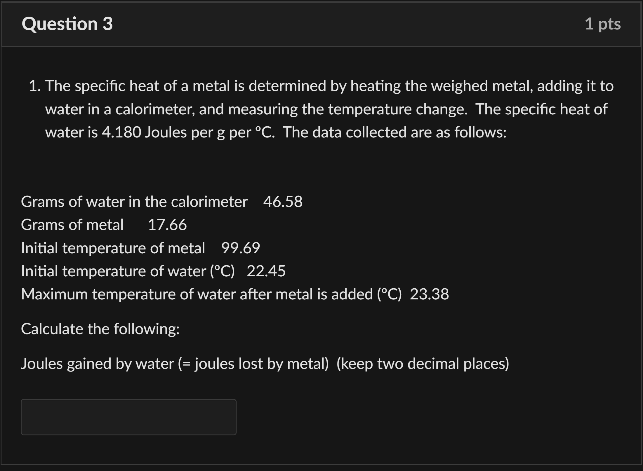 Solved 1. The specific heat of a metal is determined by | Chegg.com