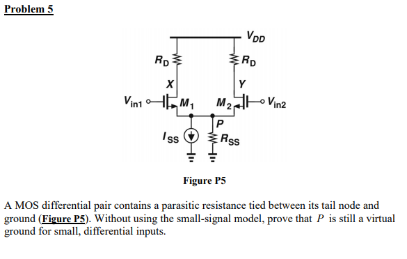 Solved A MOS differential pair contains a parasitic | Chegg.com
