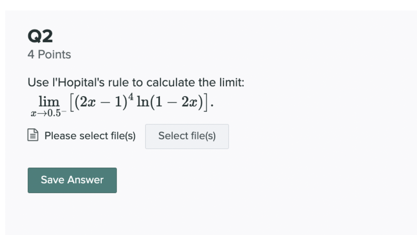Solved 4 Points Use l'Hopital's rule to calculate the limit: | Chegg.com