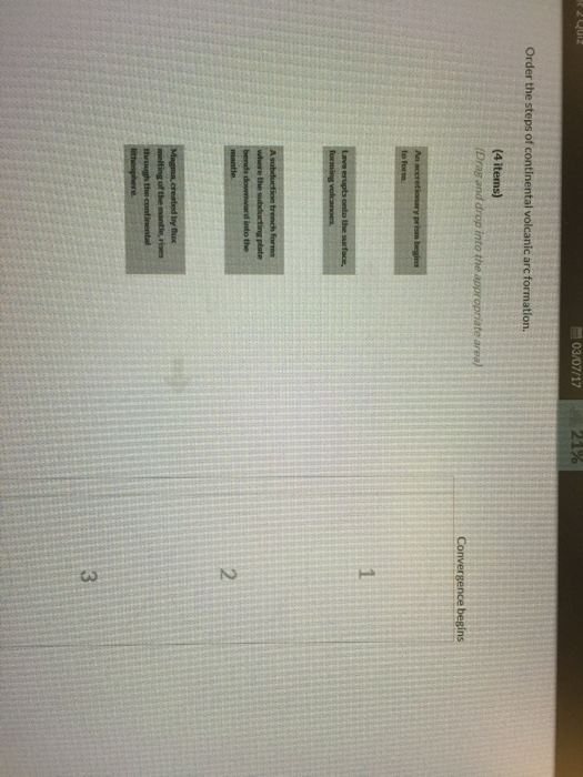 Solved Order the steps of continental volcanic are | Chegg.com Solved Order the steps of continental volcanic are | Chegg.com